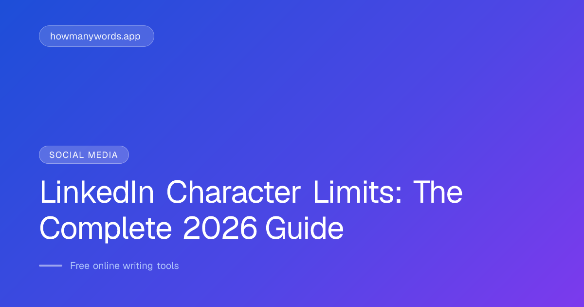 LinkedIn Character Limits 2026: Post 3,000, Headline 220, About 2,600
